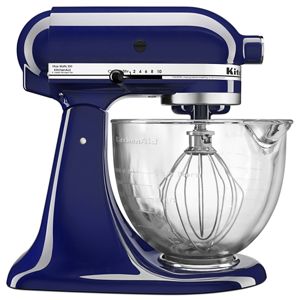Cobalt Blue 5-Quart Glass Bowl Tilt-Head Stand Mixer KSM105GBCBU ...