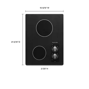 15" Electric Cooktop with 2 Radiant Elements Black KECC056RBL | KitchenAid